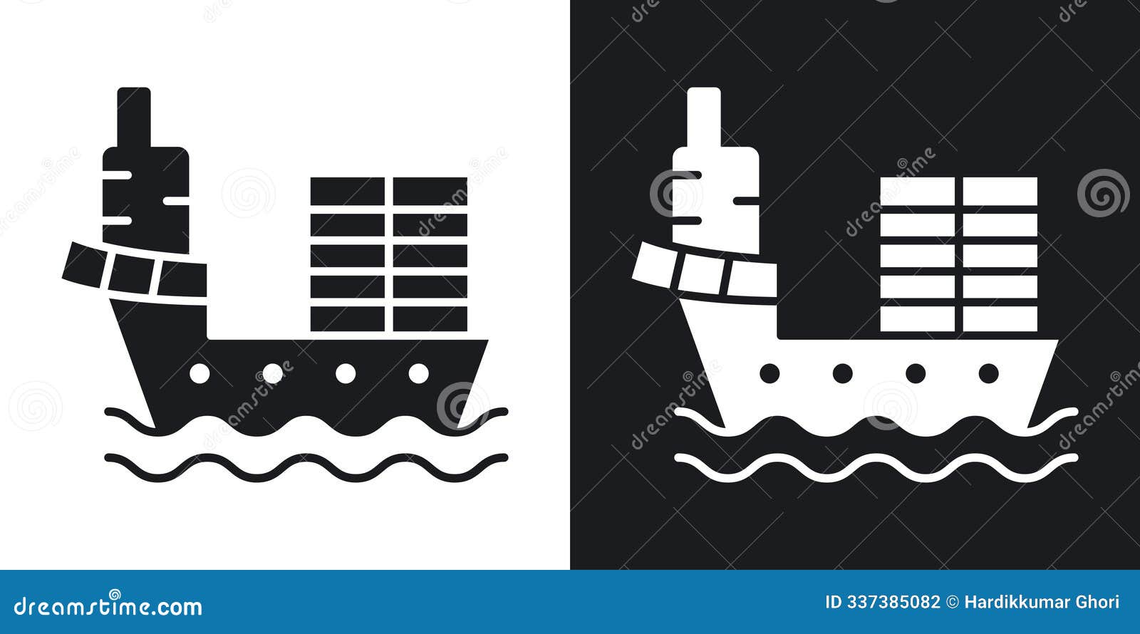 Logistic Ship Thin Line Vector Icon Set Stock Illustration ...