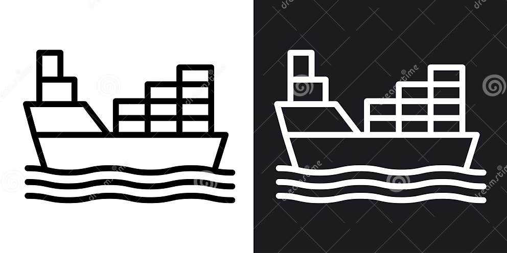 Logistic Ship Thin Line Vector Icon Set Stock Illustration ...