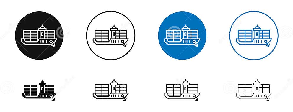 Logistic Ship Thin Line Vector Icon Set Stock Illustration ...