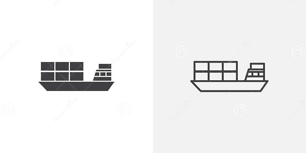 Logistic Ship Thin Line Vector Icon Set Stock Illustration ...