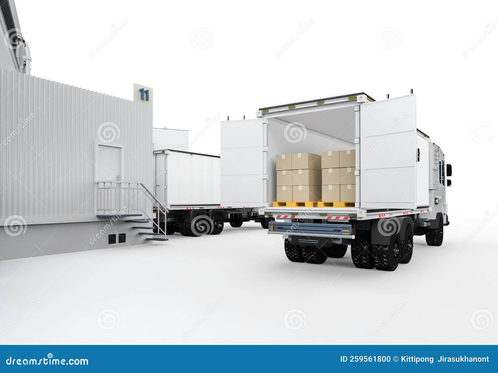 Logistic Trailer Truck or Lorry Fully Loading Cardboard Boxes Stock ...
