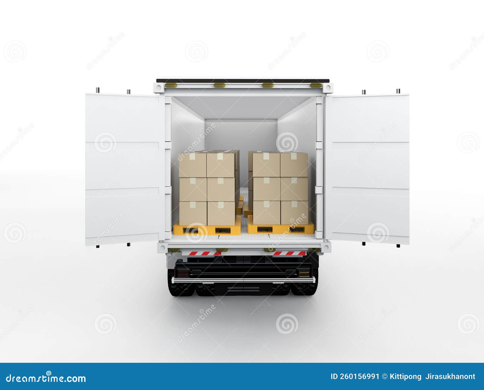 Logistic Trailer Truck or Lorry Fully Loading Cardboard Boxes Stock ...
