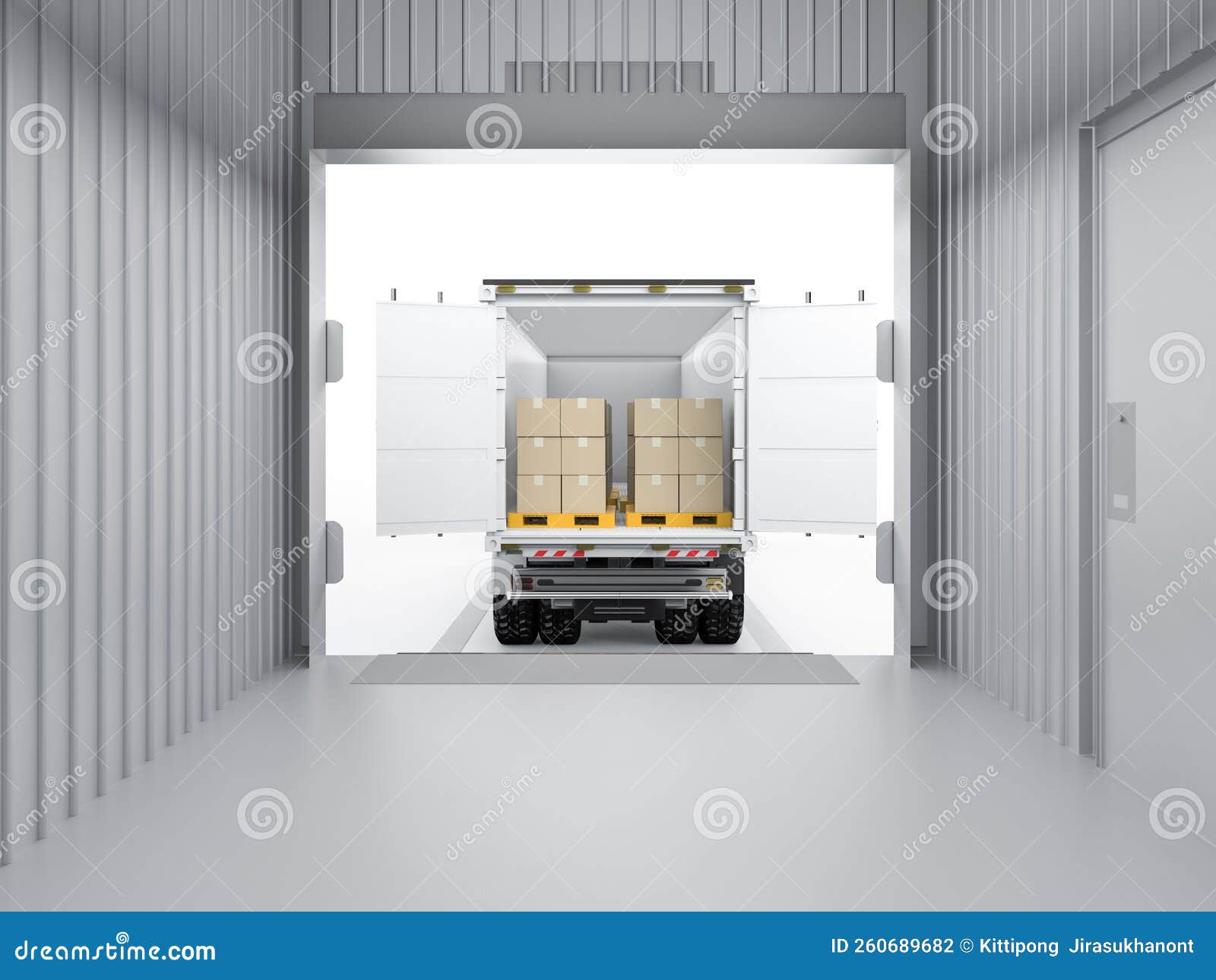 Logistic Trailer Truck or Lorry Fully Loading Cardboard Boxes Stock ...