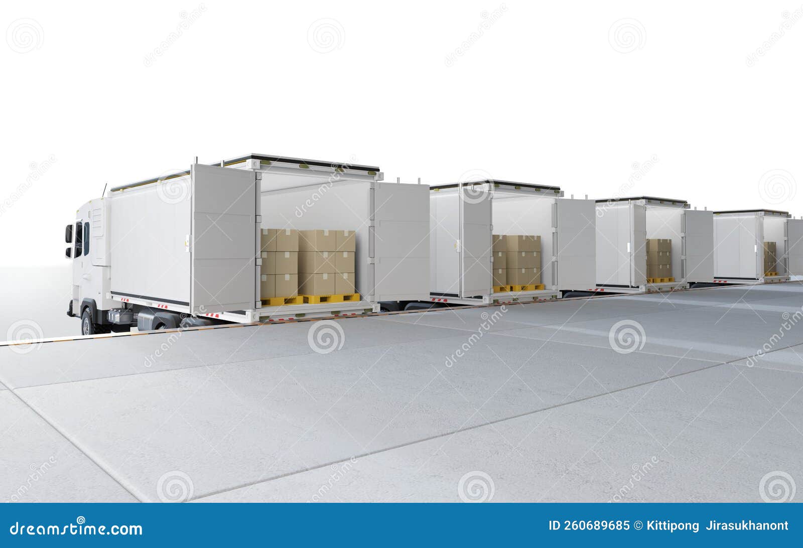 Logistic Trailer Truck or Lorry Fully Loading Cardboard Boxes Stock ...