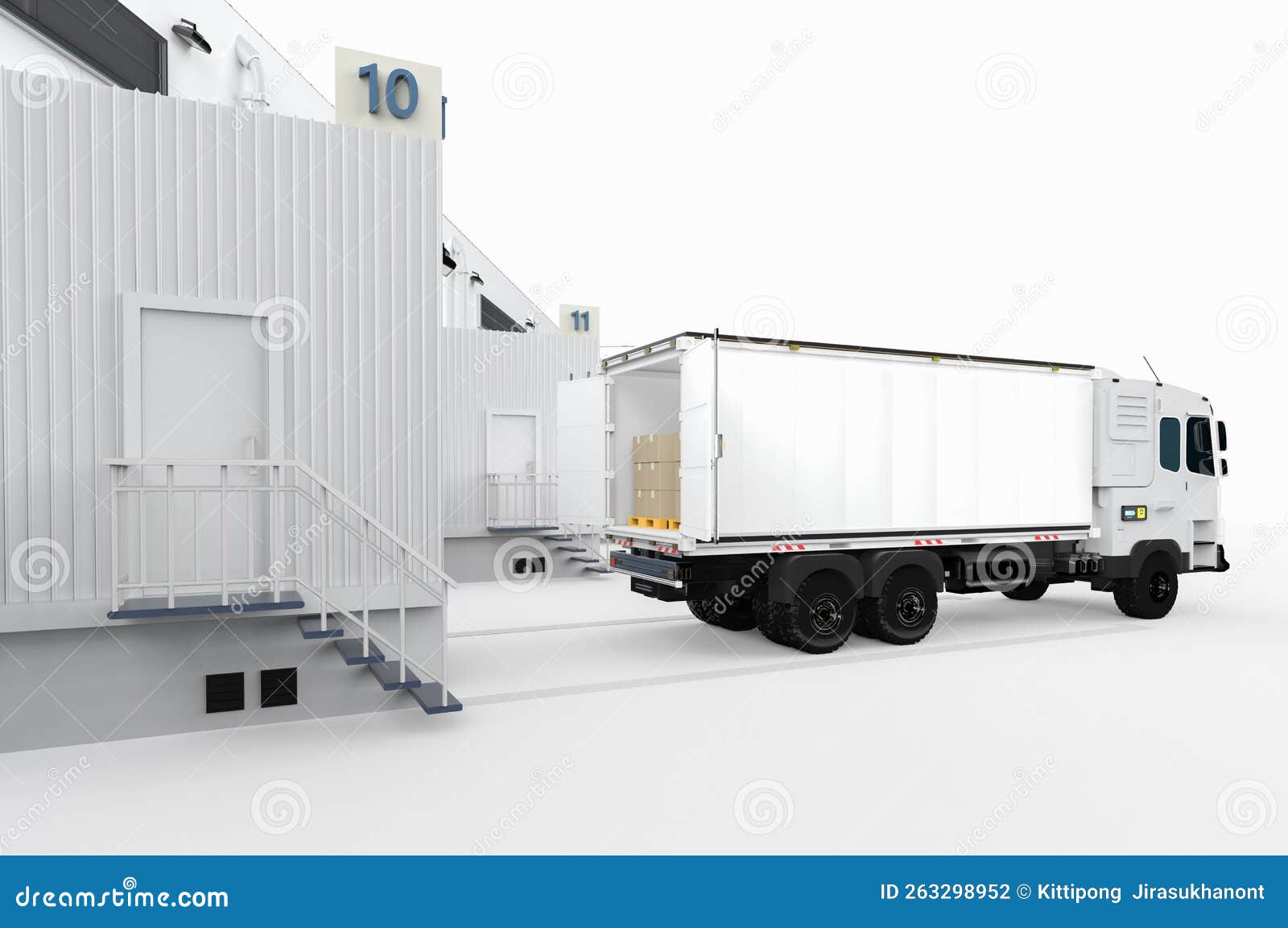 Logistic Trailer Truck or Lorry Fully Loading Cardboard Boxes Stock ...