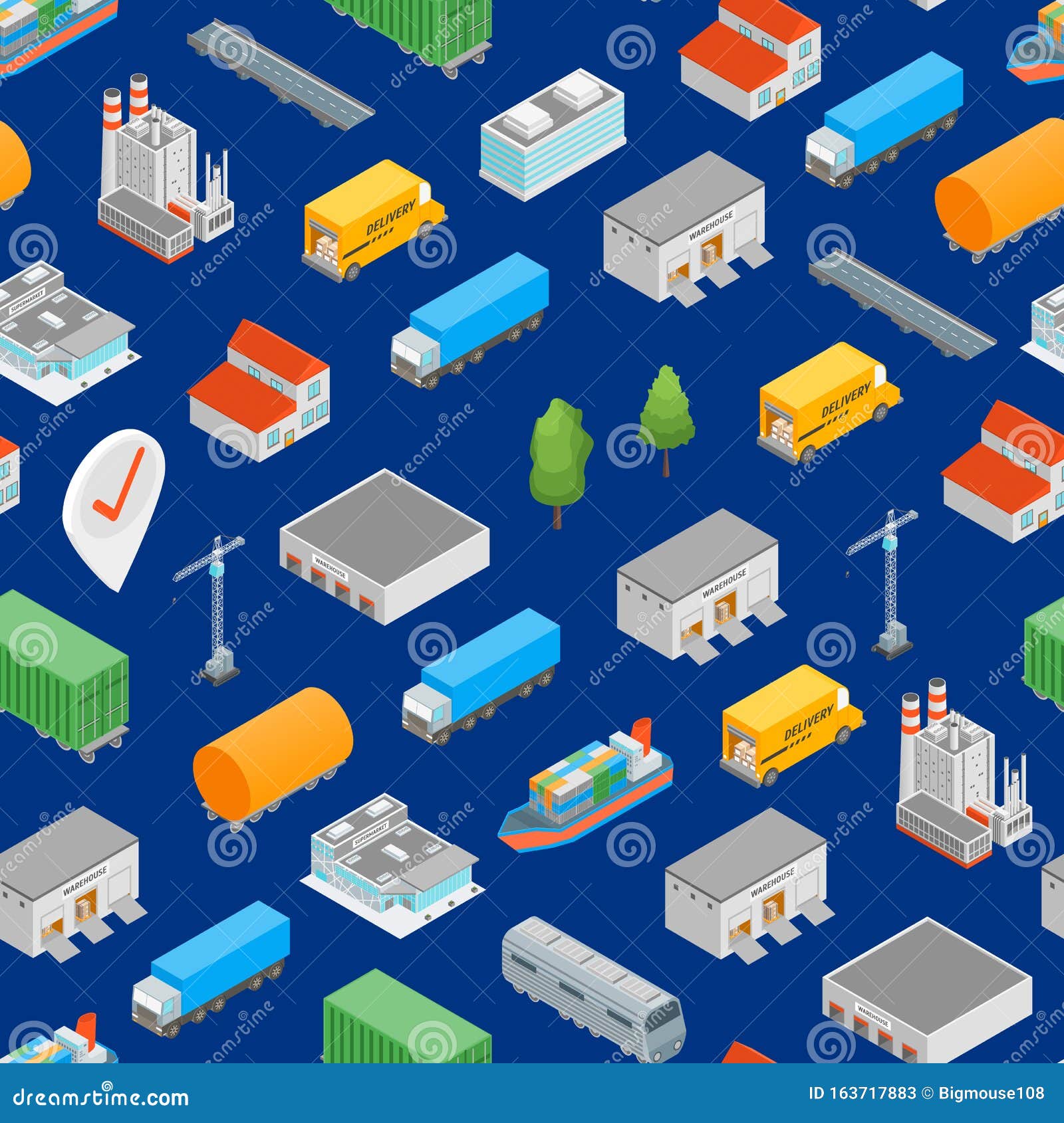 Logistic Transportation Concept Seamless Pattern Background 3d ...