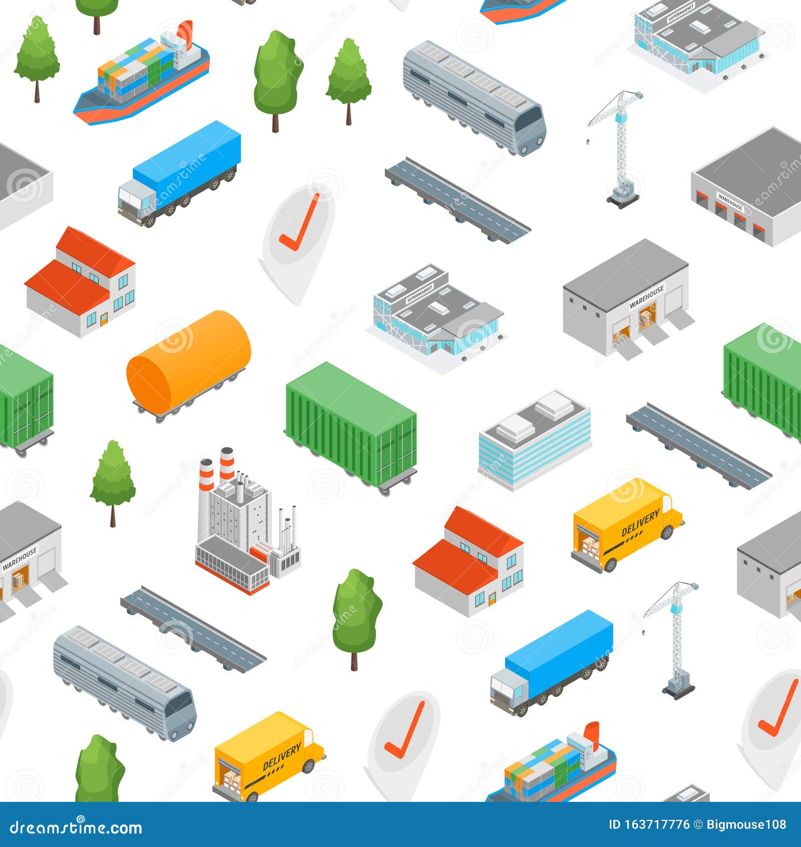 Logistic Transportation Concept Seamless Pattern Background 3d ...