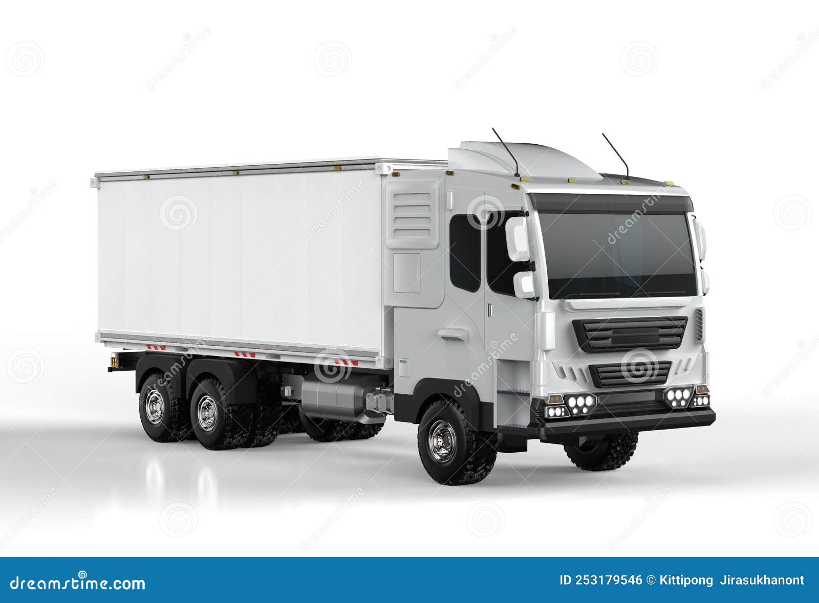 Logistic Van Trailer Truck or Lorry on White Background Stock ...