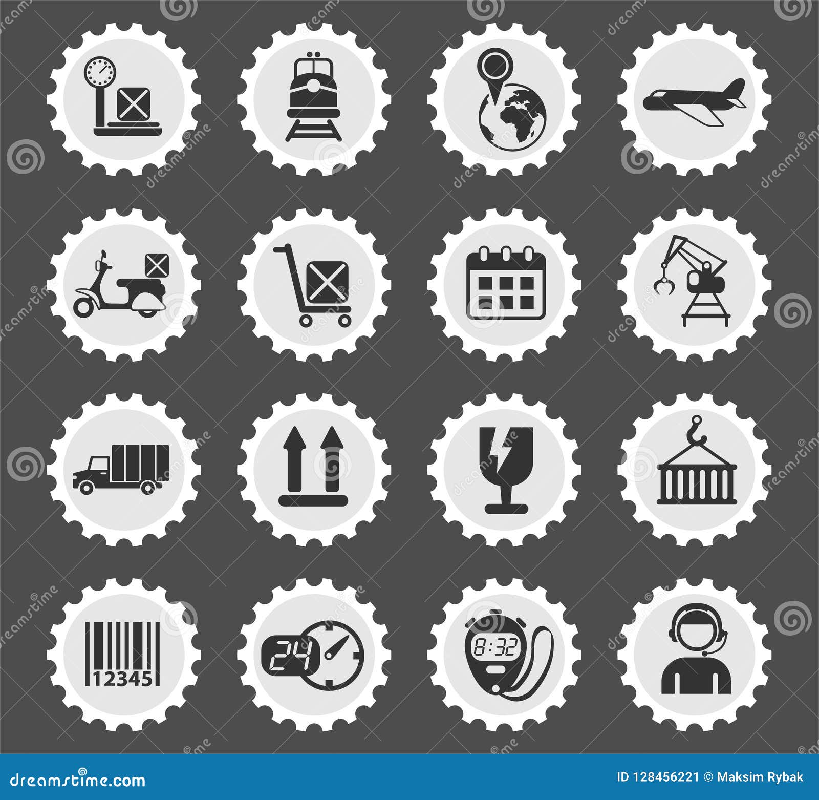 Logistic icon set stock vector. Illustration of post - 128456221