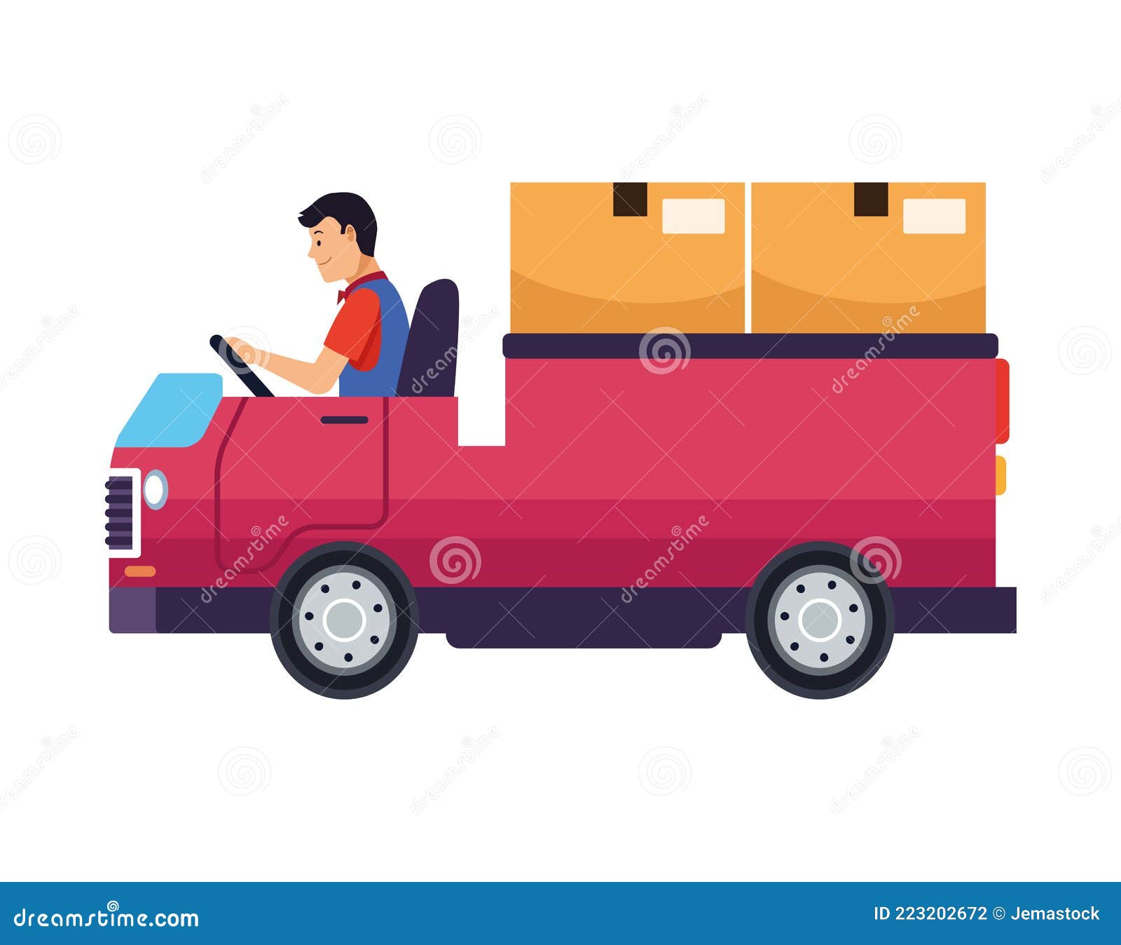 Man Driving Cart With Traffic Light And Checklist Vector Illustration ...