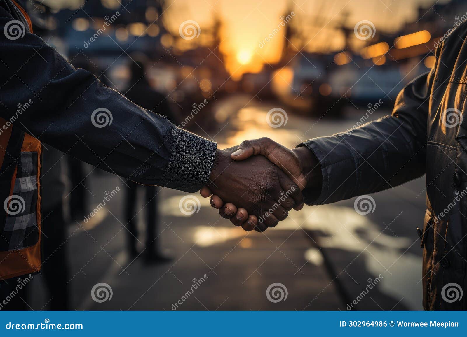 Logistic Worker Handshake and Working Together. Generative AI Stock ...