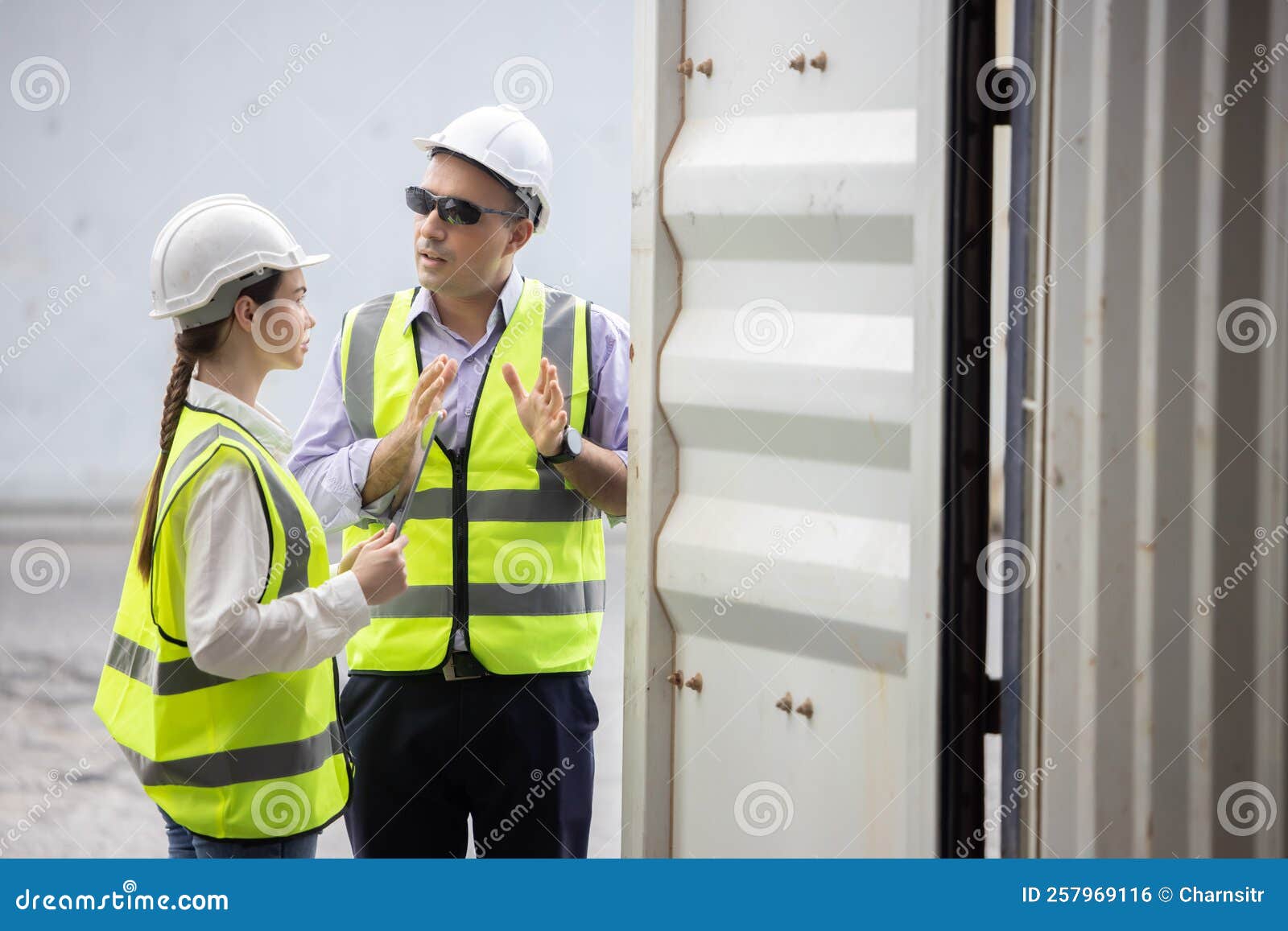 Logistic Worker Open the Cargo Container Door Th Check for Goods Stock ...