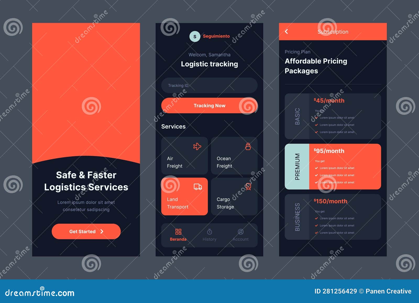 Logistics App UI Design stock vector. Illustration of service - 281256429