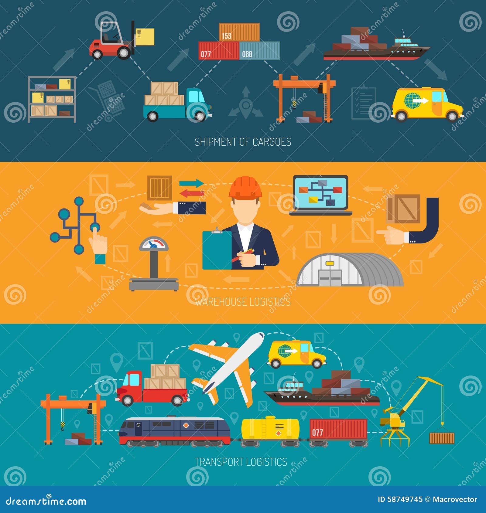 Logistics Banner Horizontal Stock Vector - Illustration of horizontal ...