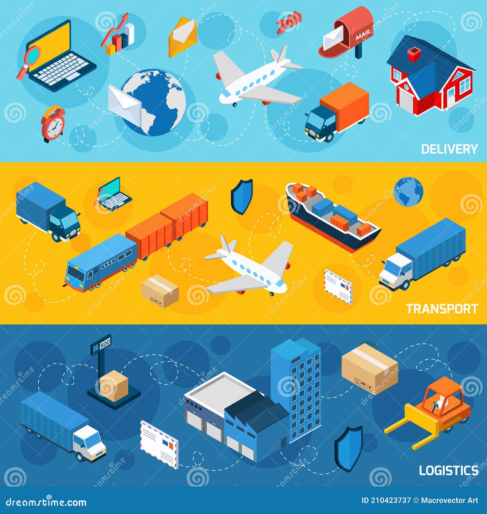 Logistics Banner Set stock vector. Illustration of package - 210423737