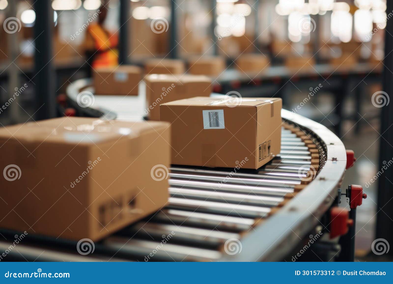 Logistics Boxes on a Conveyor Belt, Several Boxes. Generative AI Stock ...
