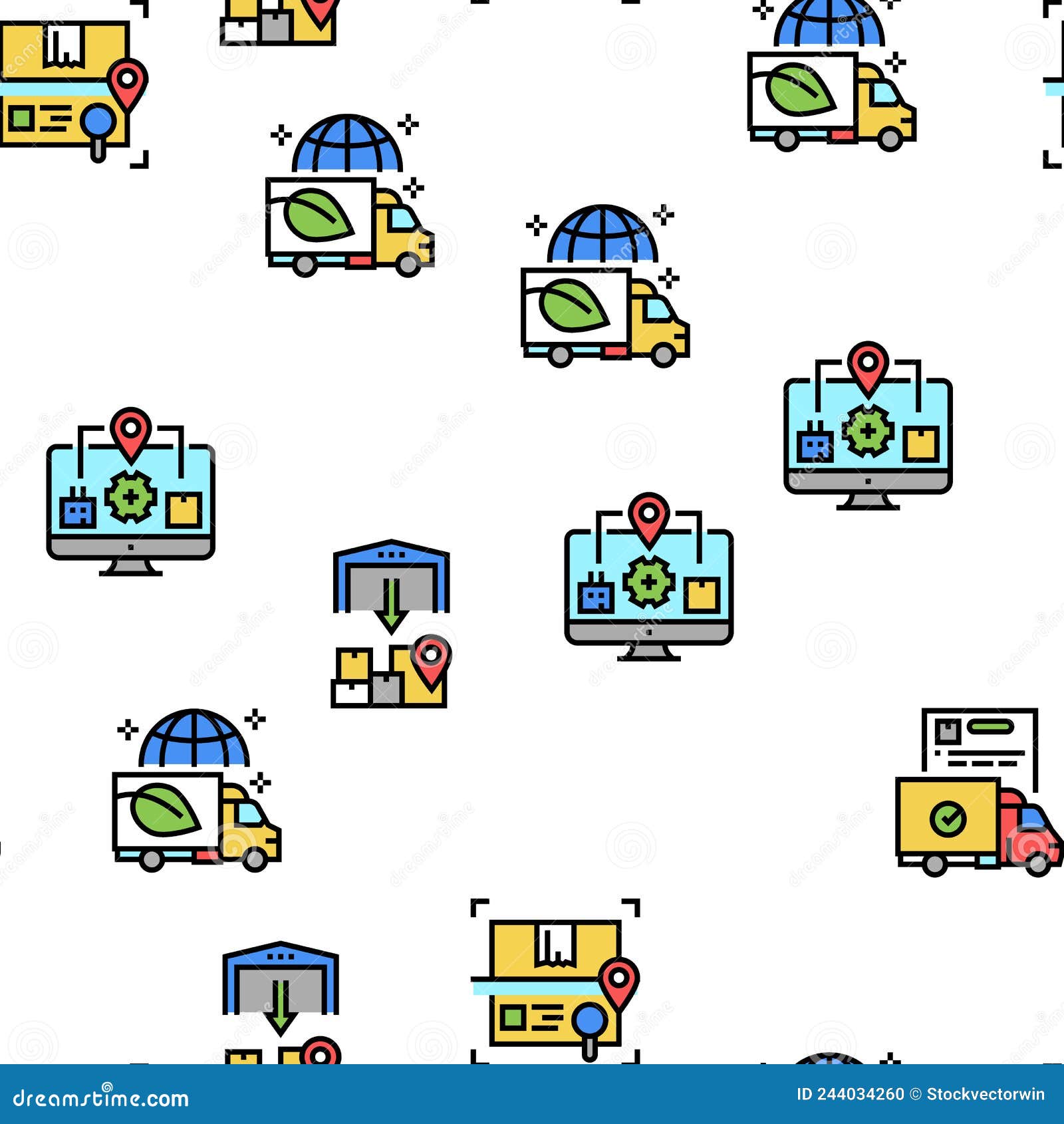 Logistics Business Vector Seamless Pattern Stock Vector - Illustration ...