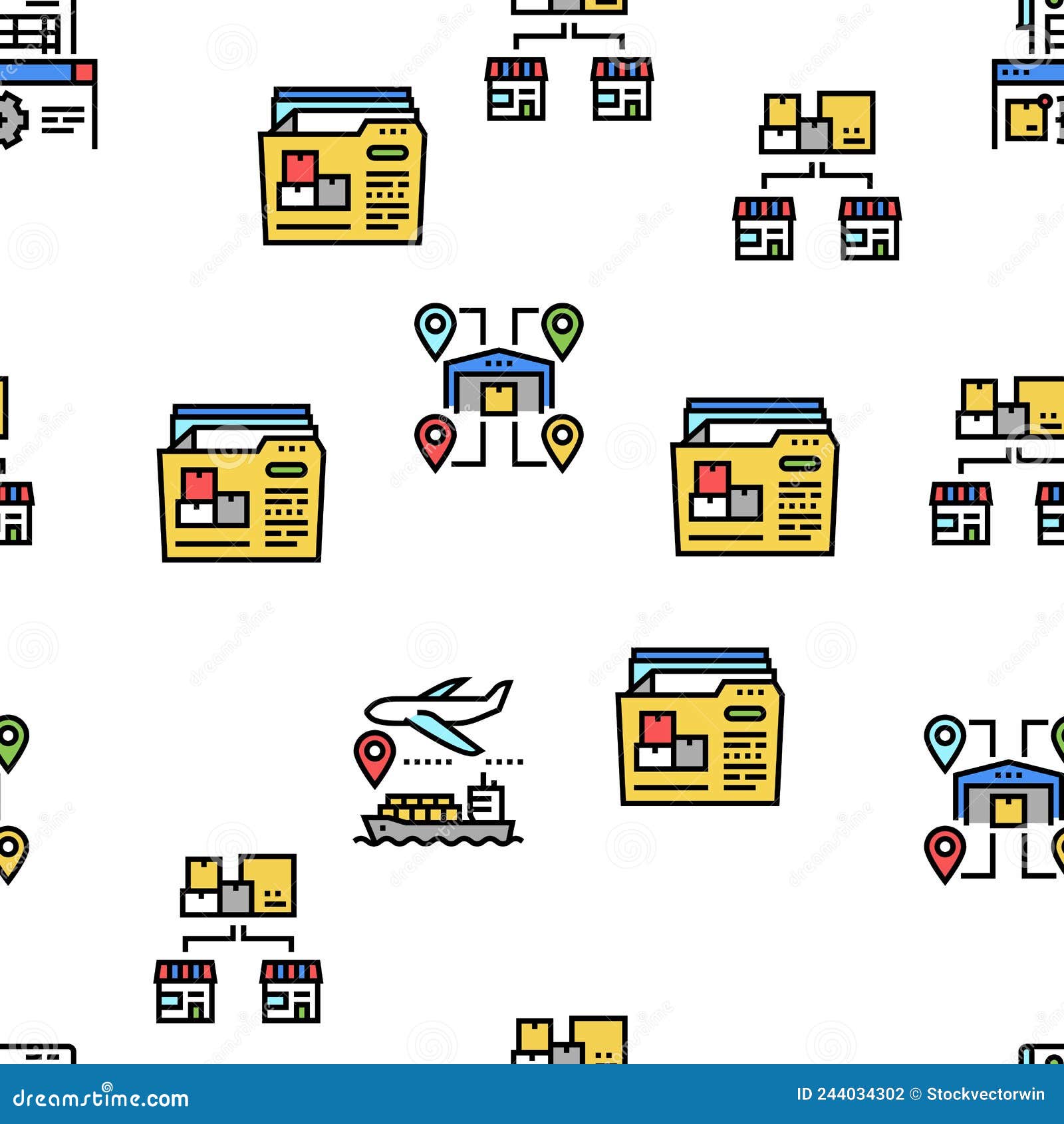 Logistics Business Vector Seamless Pattern Stock Vector - Illustration ...