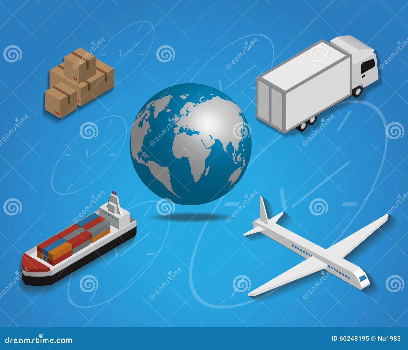 Logistics Cargo Delivery Flat 3d Isometric Stock Vector - Illustration ...