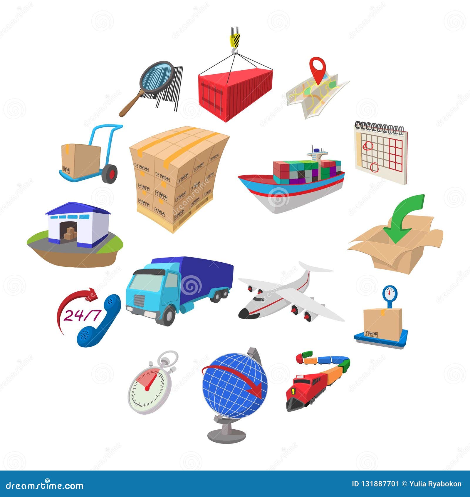 Logistics cartoon icons stock vector. Illustration of logistic - 131887701