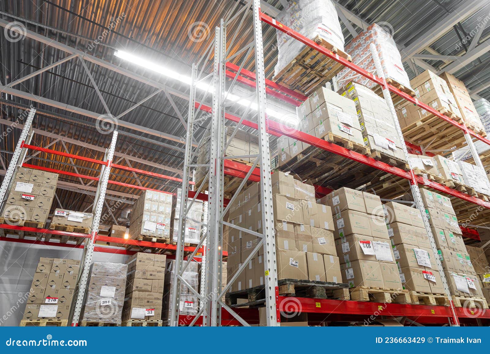 Logistics Center with Huge Red High Racks Editorial Stock Image - Image ...