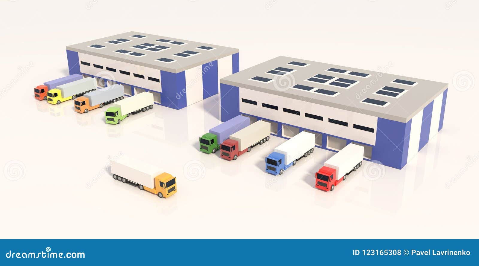 Logistics Center with Trucks. 3D Render Stock Illustration ...