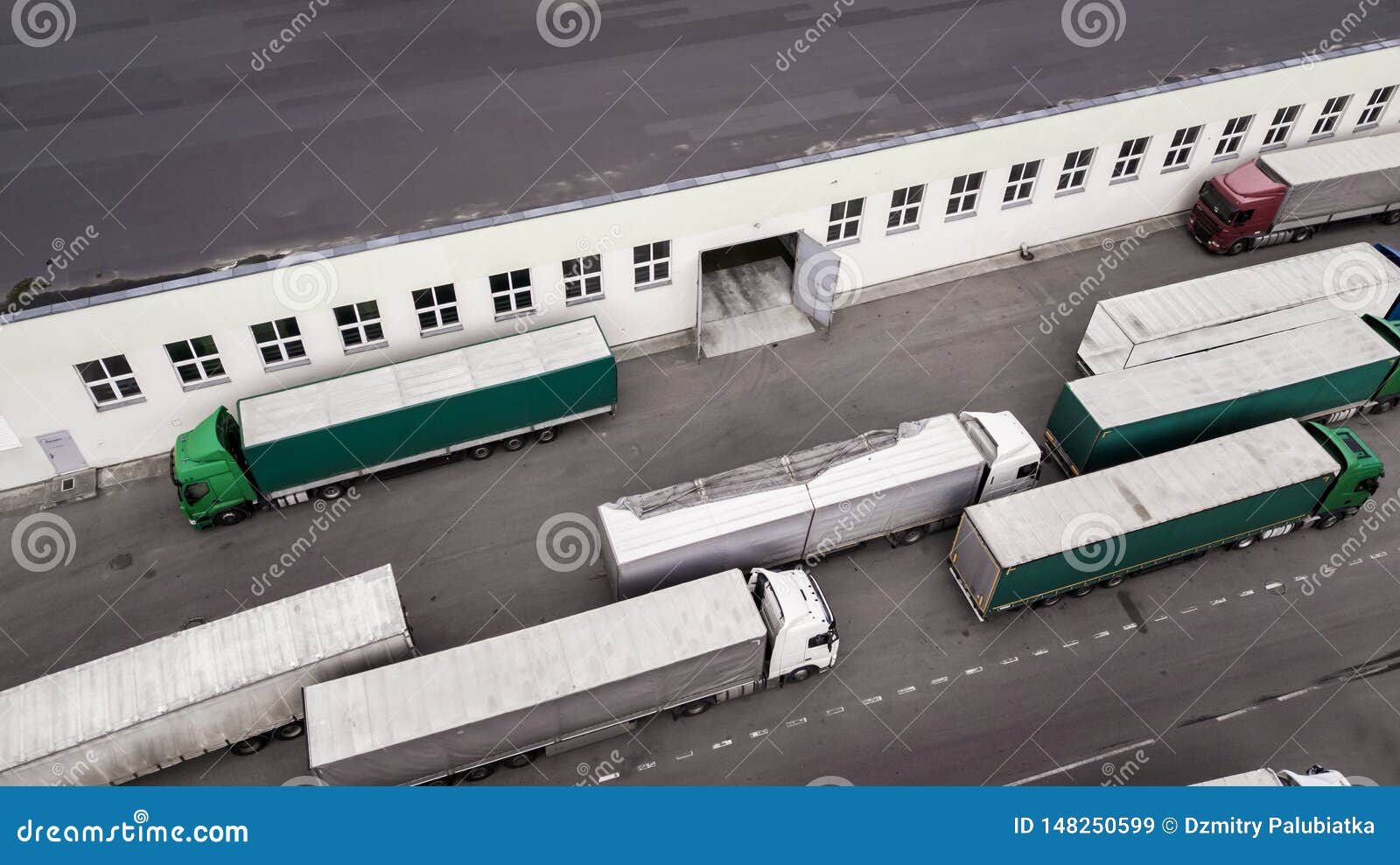 Logistics Center with Trucks Top View Stock Image - Image of loading ...