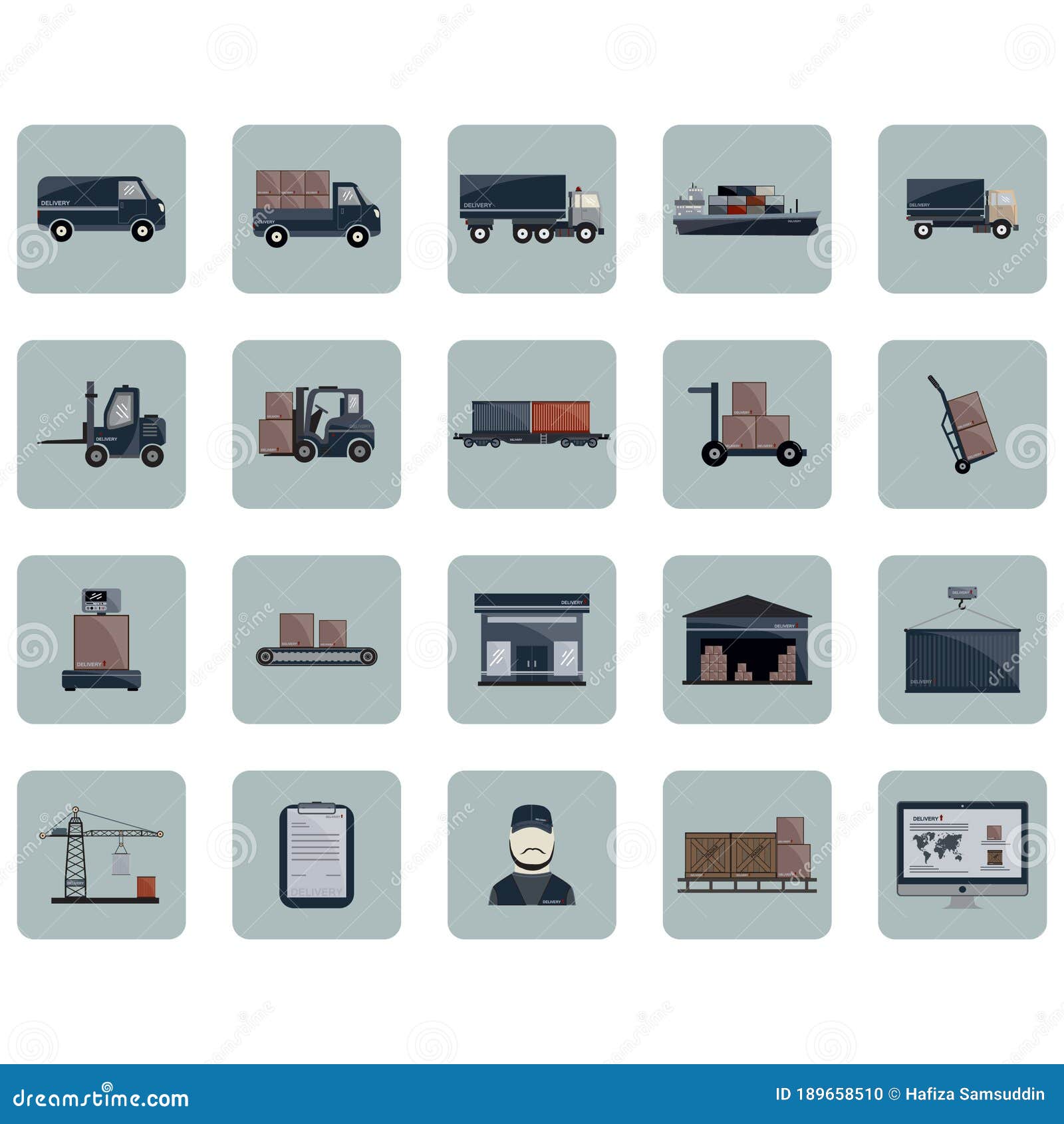Logistics Decorative Flat Icons Set Cartoon Vector | CartoonDealer.com #72973929
