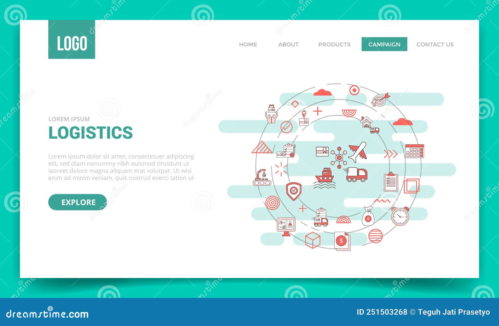 Logistics Concept with Circle Icon for Website Template or Landing Page ...