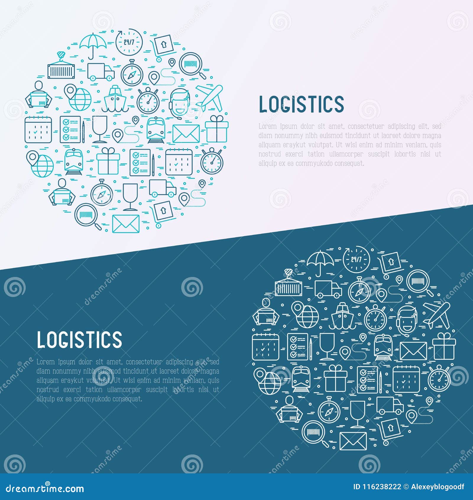 Logistics Concept in Circle with Thin Line Icons Stock Vector ...