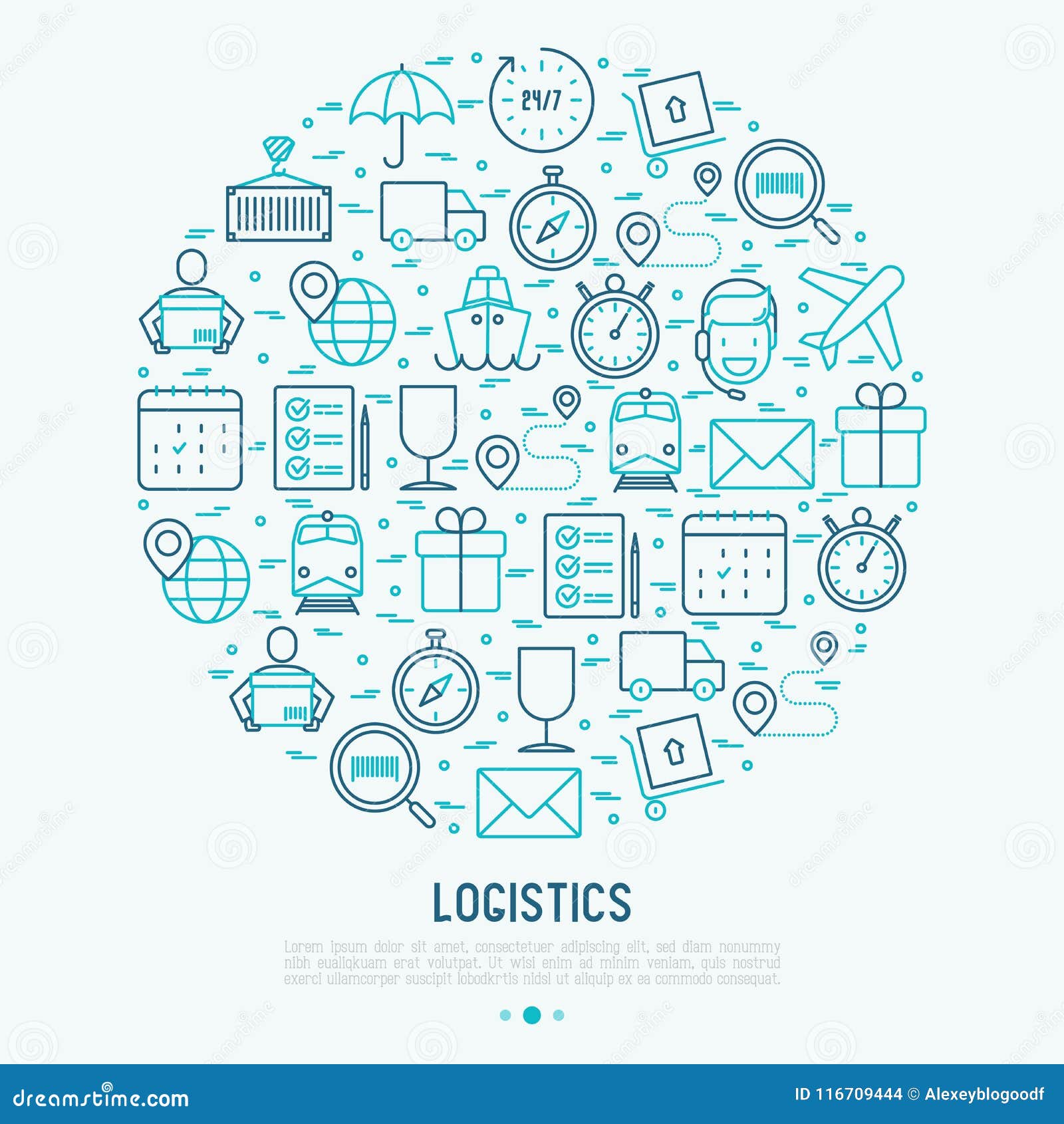 Logistics Concept in Circle with Thin Line Icons Stock Vector ...