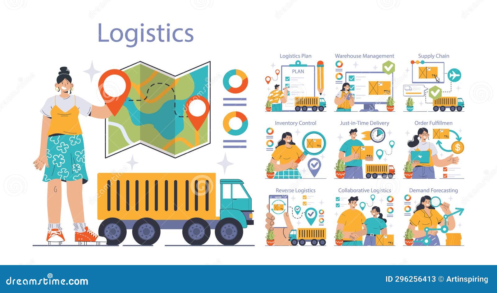 Logistics Concept. Flat Vector Illustration Stock Illustration ...