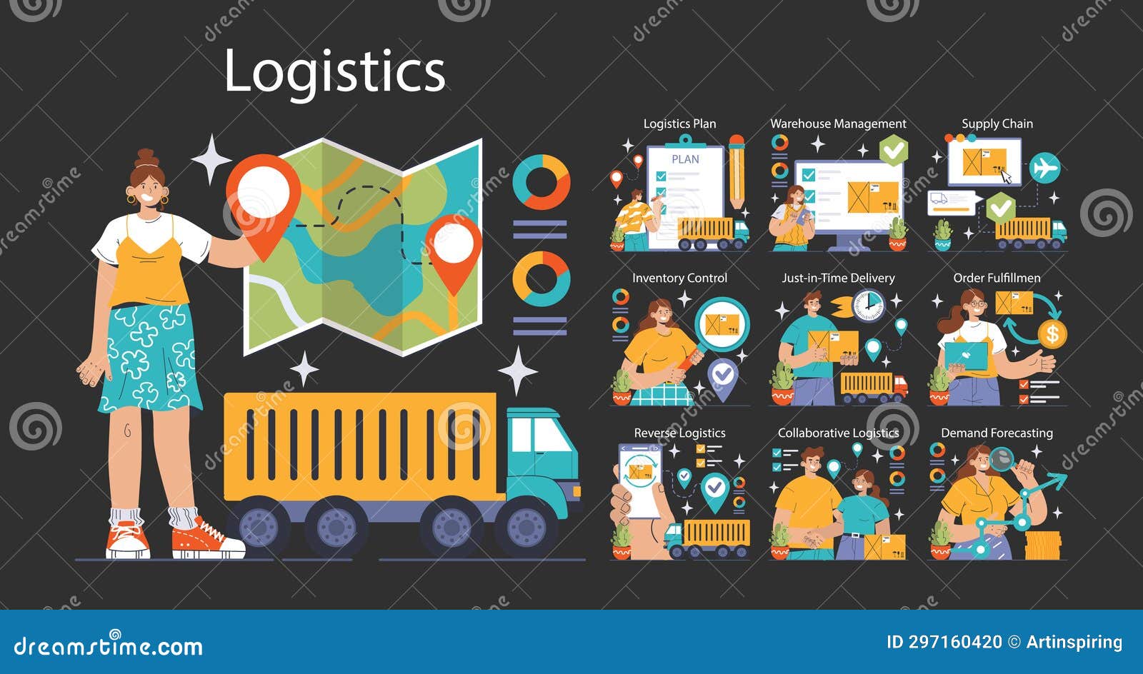 Logistics Concept. Flat Vector Illustration Stock Vector - Illustration ...