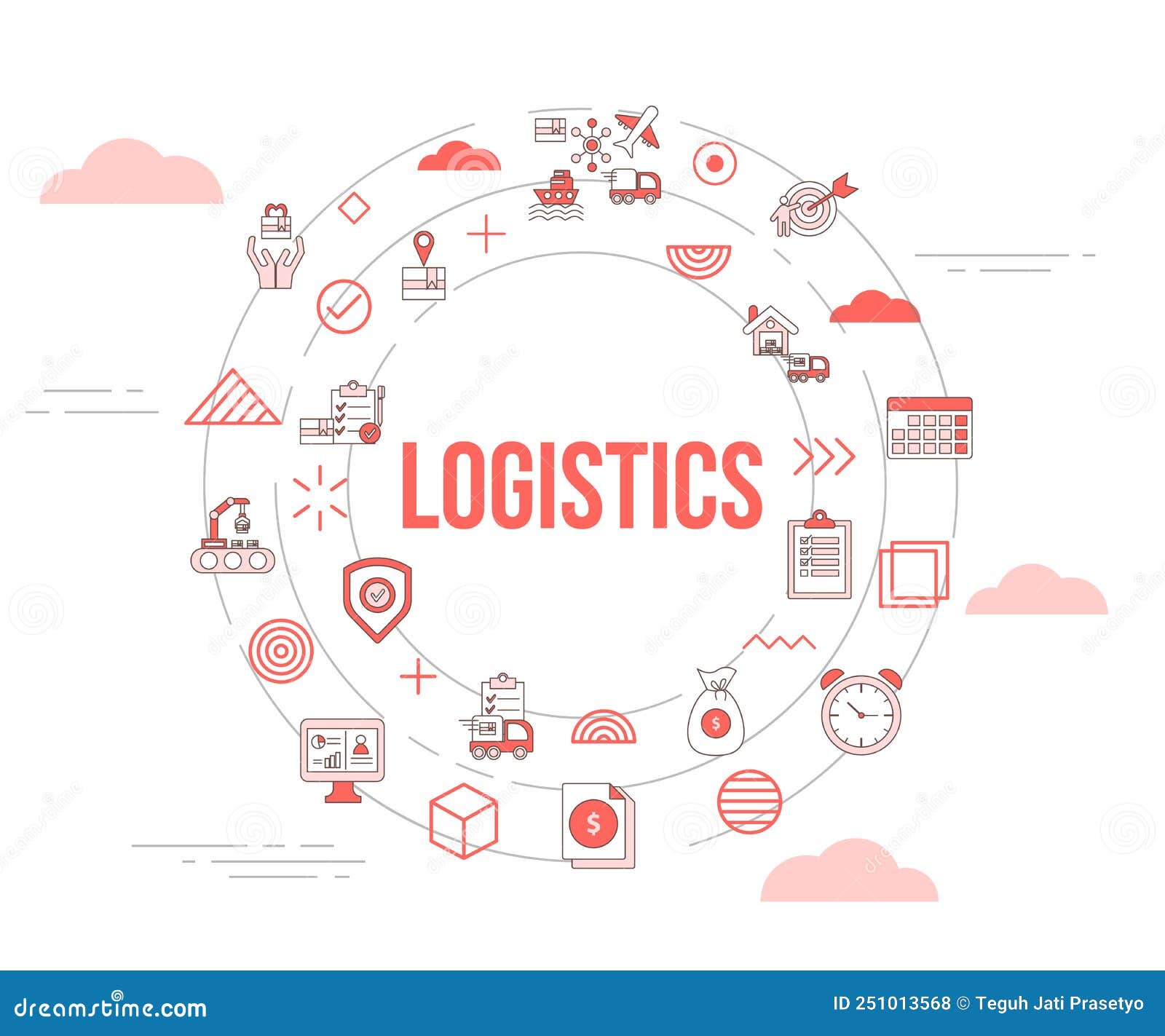 Logistics Concept with Icon Set Template Banner and Circle Round Shape ...