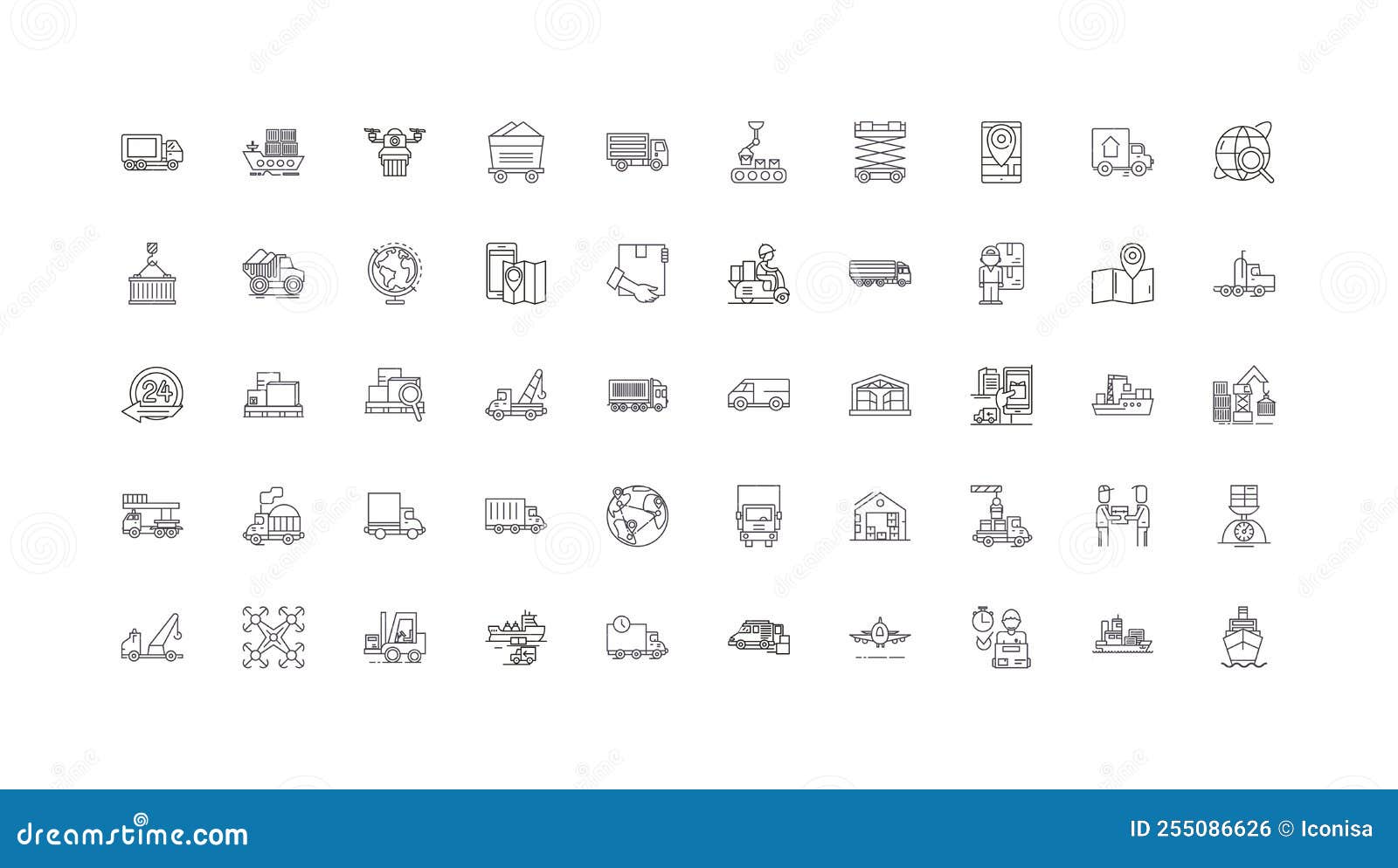 Logistics Concept Illustration, Linear Icons, Line Signs Set, Vector ...