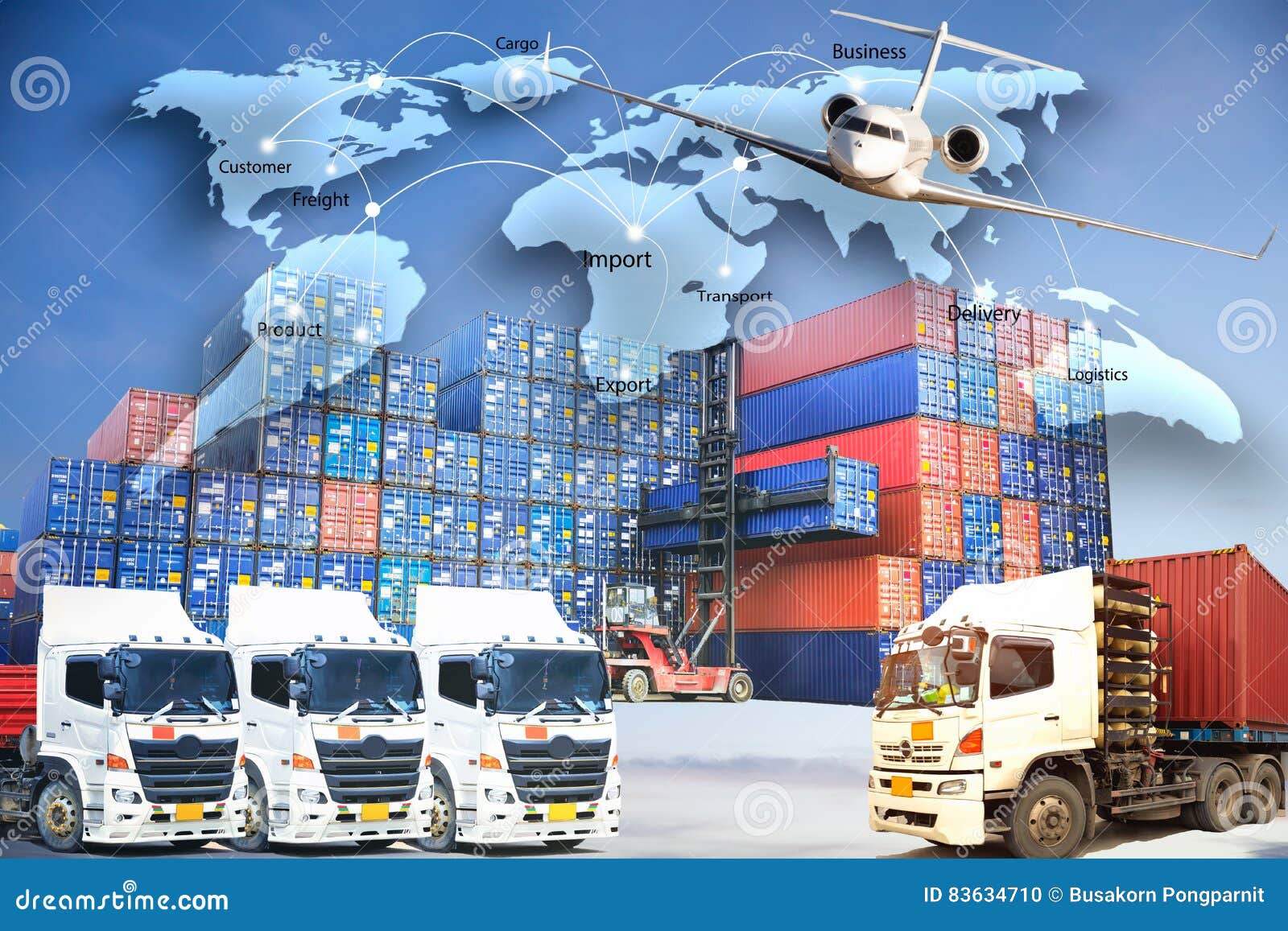 Logistics Concept, Map Global Business Connection Technology Int Stock ...