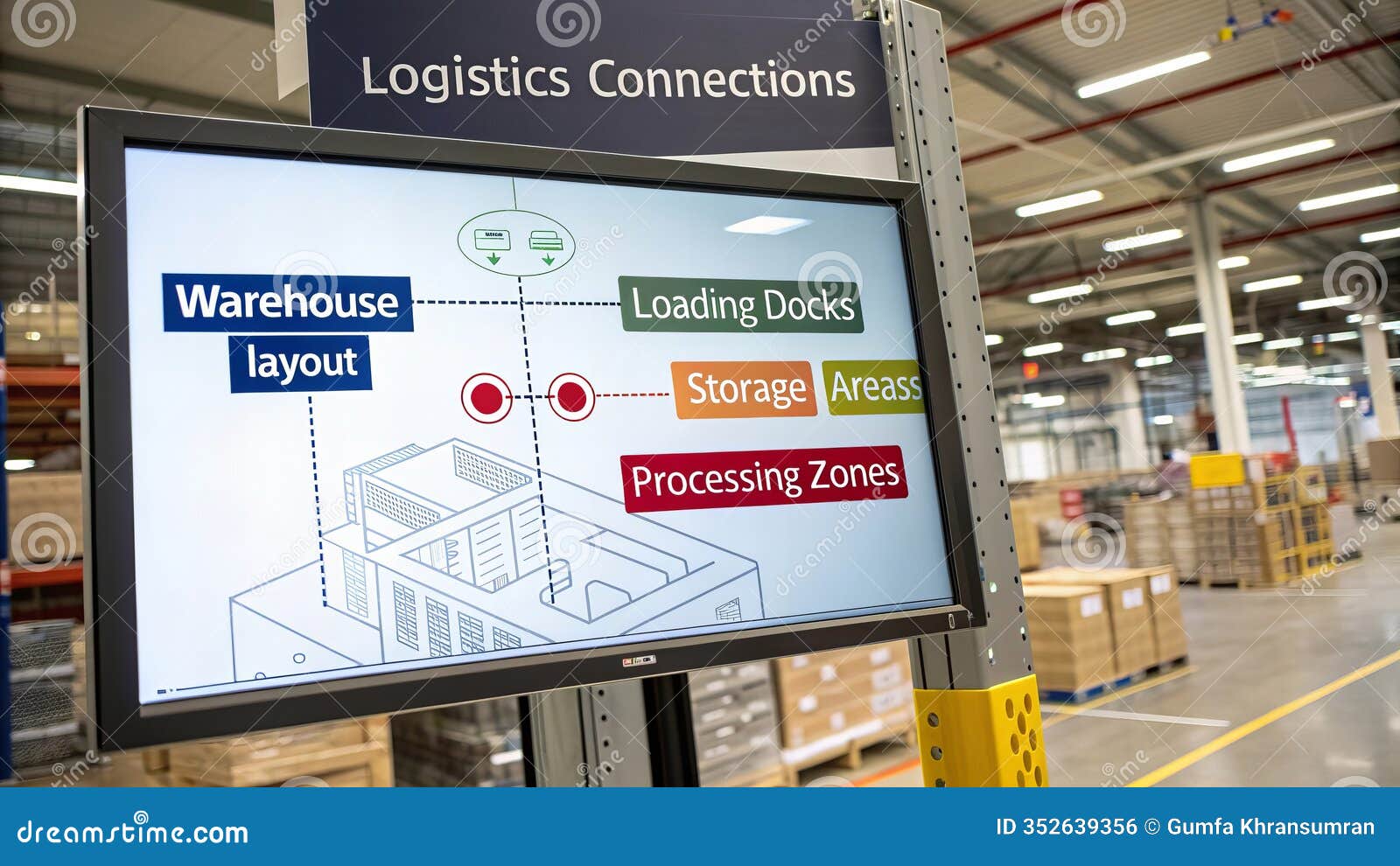 Logistics Connections Diagram Showing Warehouse Layout, Loading Docks ...
