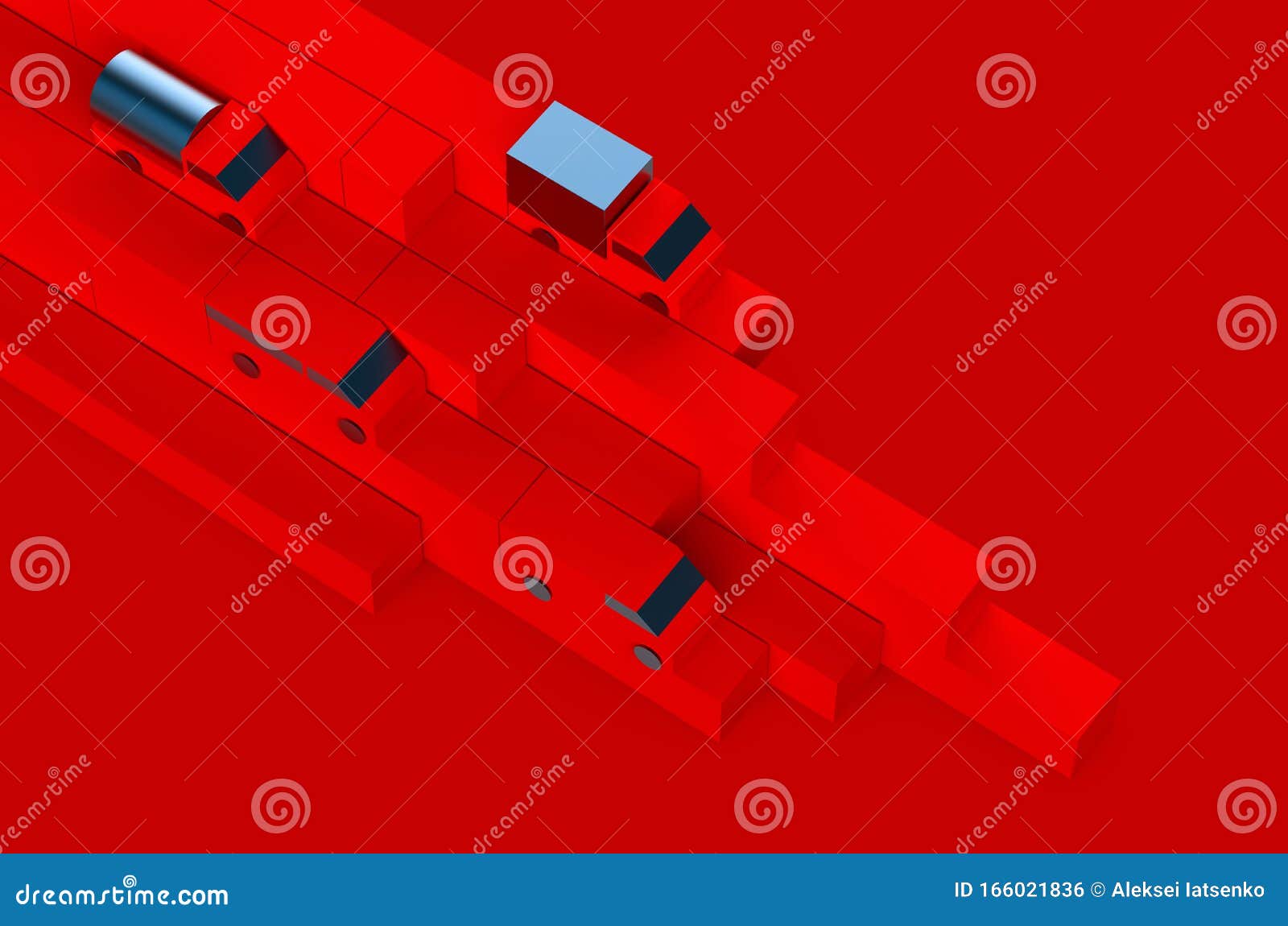 Logistics Constructor 3d Render Truck Set Red Stock Illustration ...