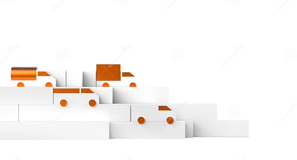 Logistics Constructor 3d Render Truck Set White Stock Illustration ...