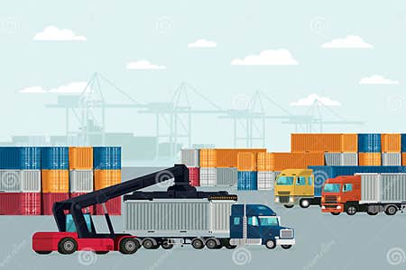 Logistics Container Cargo Freight Ship for Import Export. Vector Stock ...