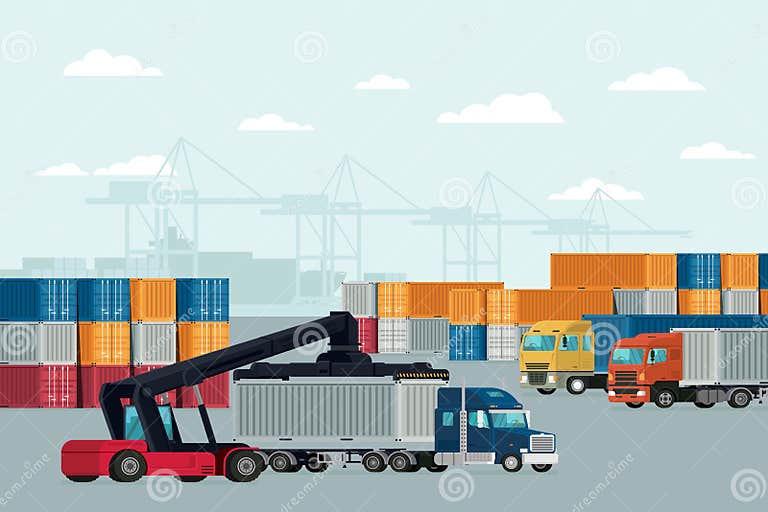 Logistics Container Cargo Freight Ship for Import Export. Vector Stock ...