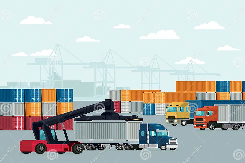 Logistics Container Cargo Freight Ship for Import Export. Vector Stock ...