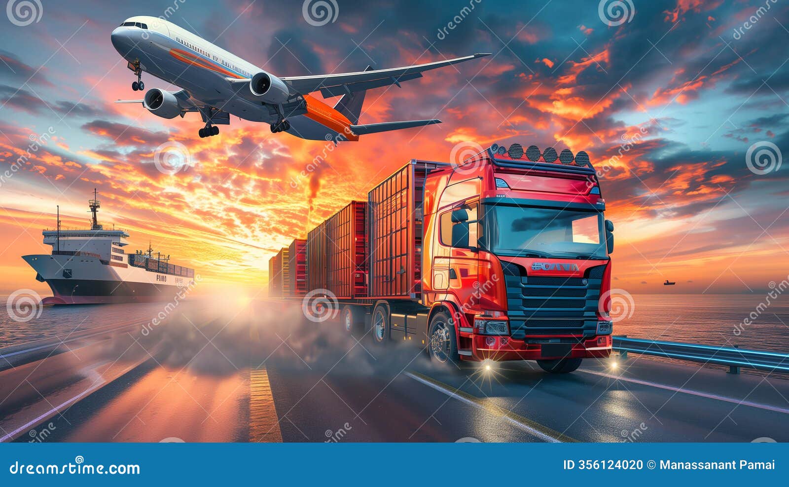 Logistics, Container Cargo Ship Transportation with Working Crane ... Logistics, Container Cargo Ship Transportation with Working Crane ...