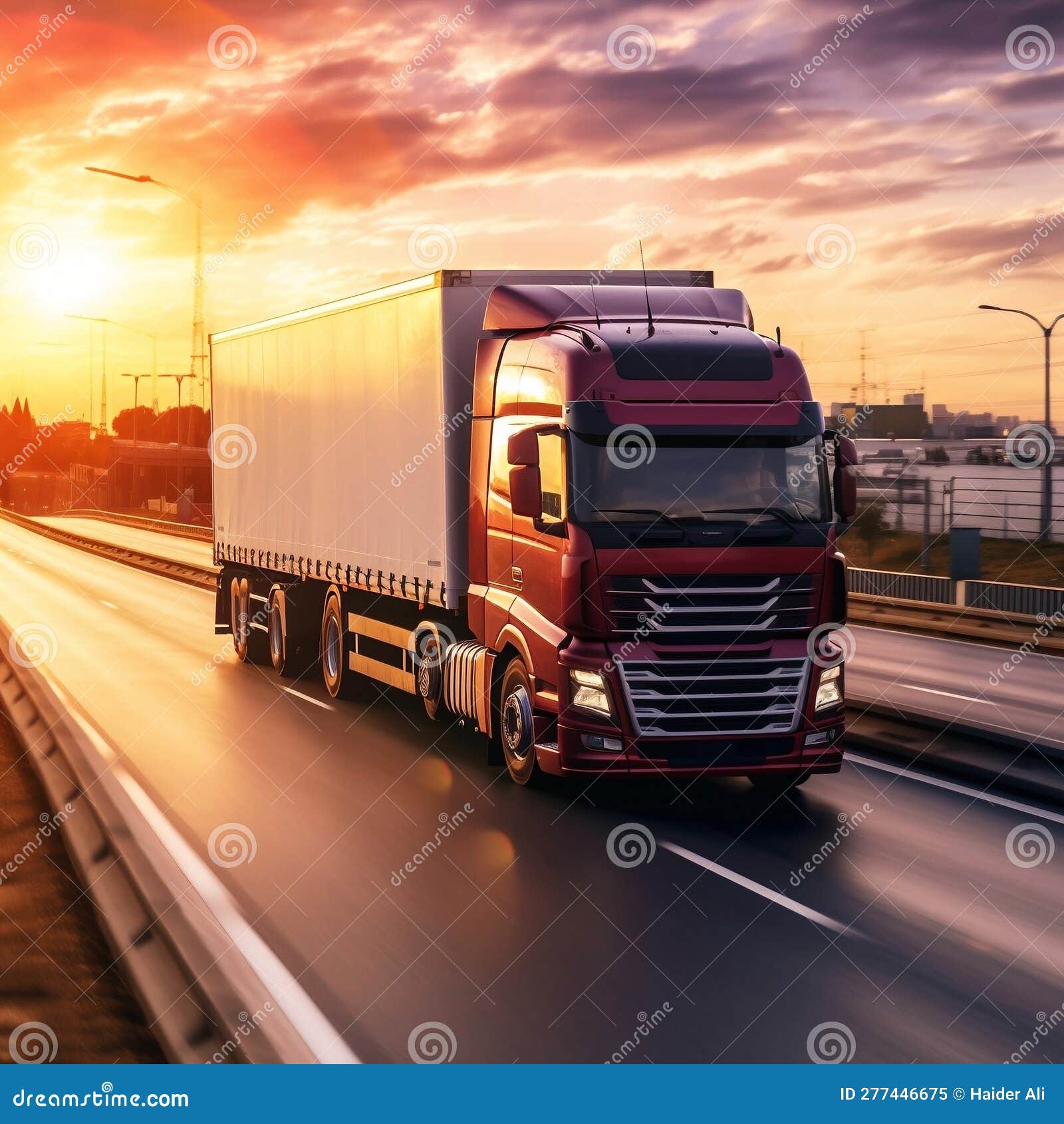 Logistics Container Truck Transportation Concept. Generative AI Stock ...