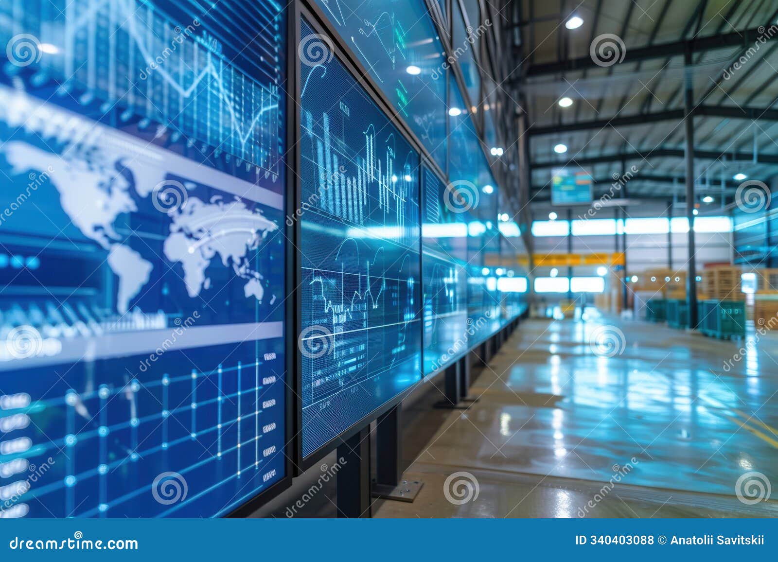 The Logistics Control Center Features Large Screens Showcasing Real ...