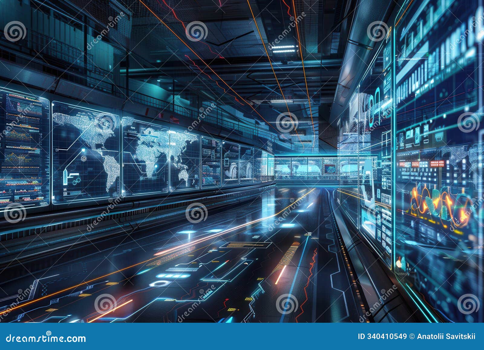 A Logistics Control Center Features Large Screens Showing Delivery ...