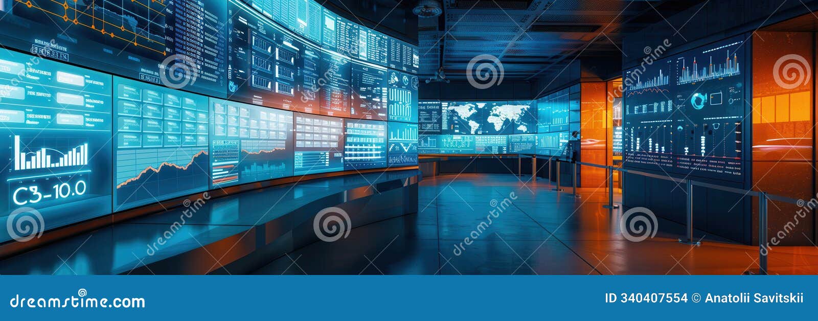 A Logistics Control Center Features Large Screens Showing Real-time ...