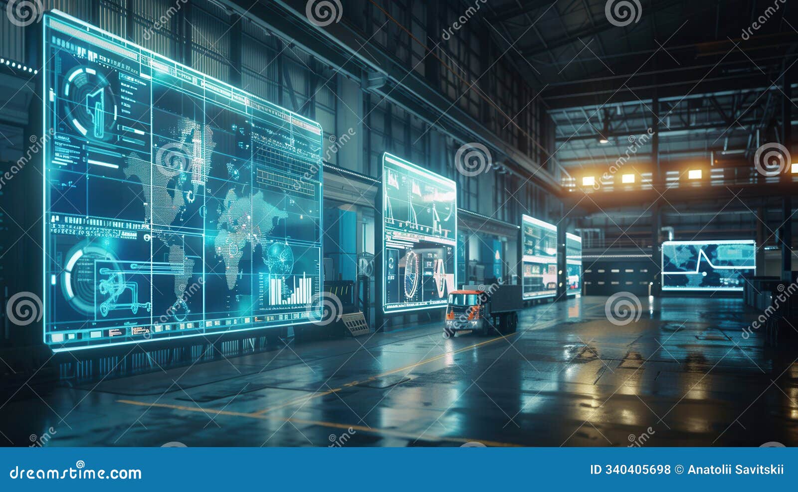 A Logistics Control Center Features Multiple Large Screens Showcasing ...