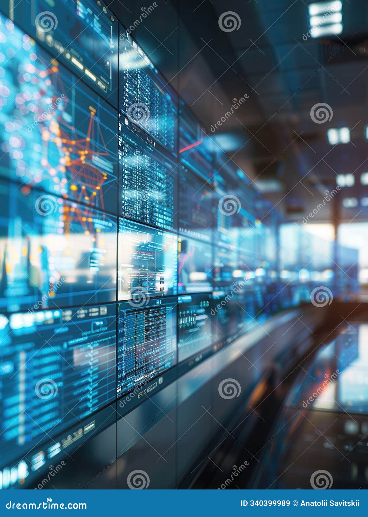 A Logistics Control Center Features Multiple Large Screens Showing Real ...