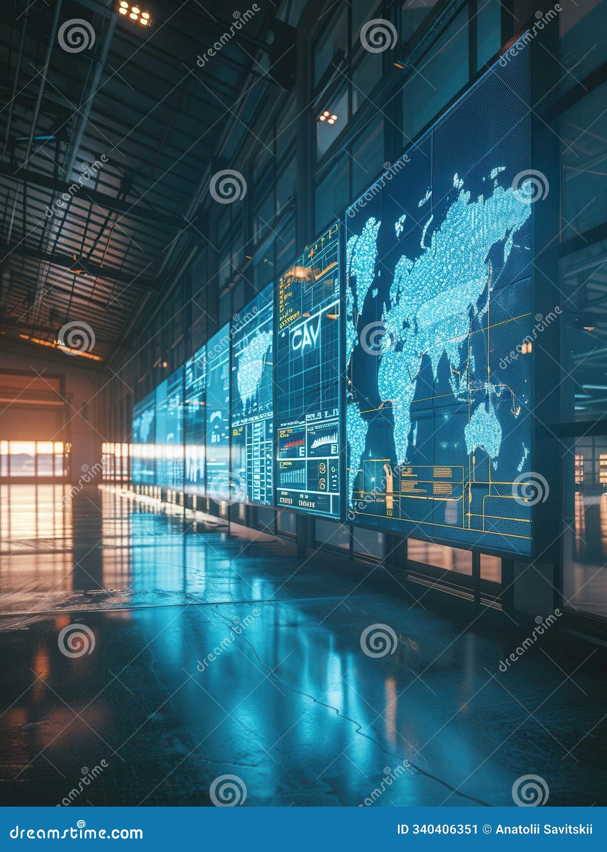 A Logistics Control Center Showcases Multiple Large Screens Displaying ...